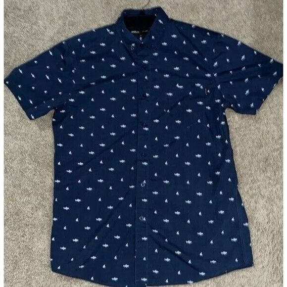 Shirts | Molokai Surf Co Shirt Short Sleeve Button Up Blue With Sharks ...